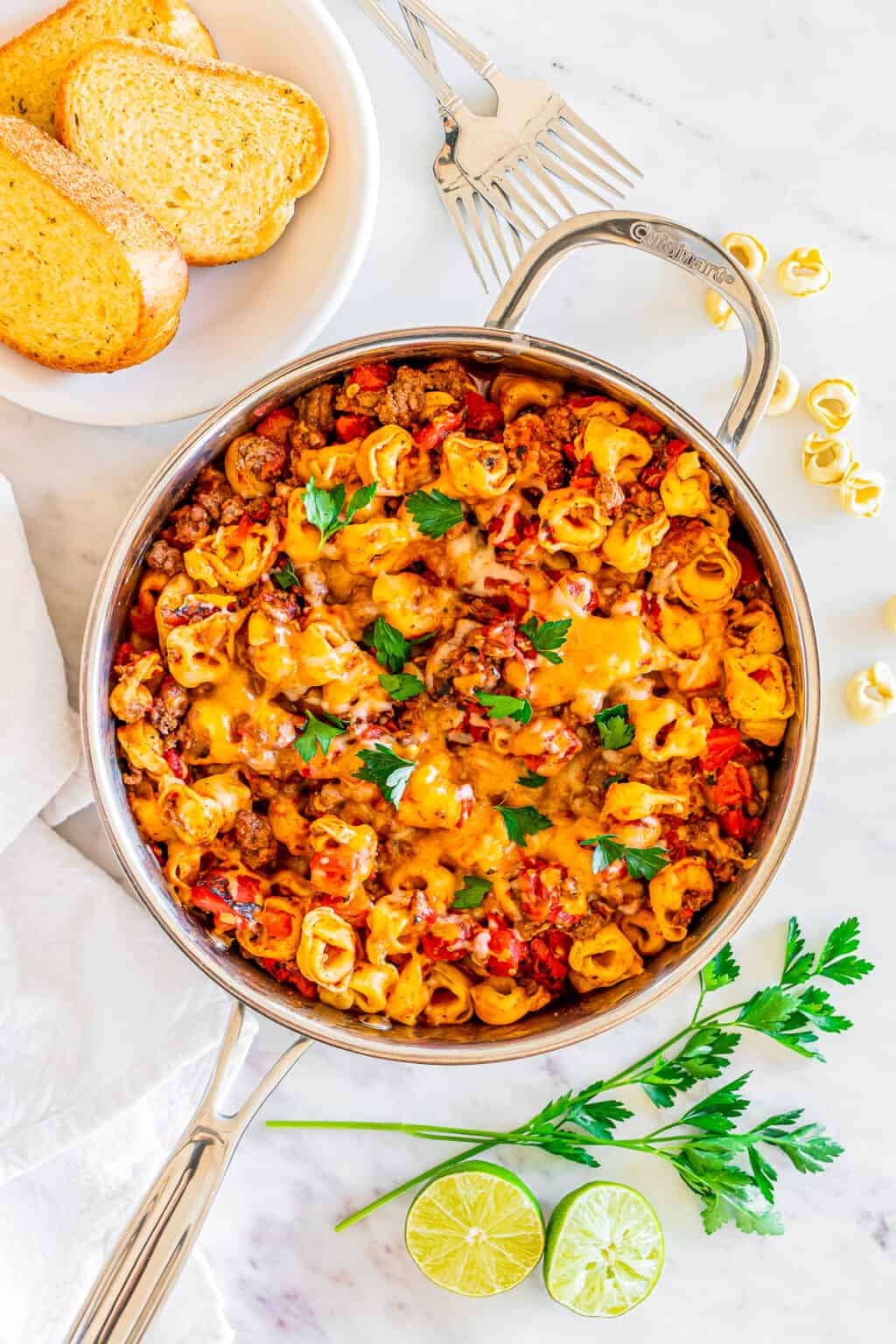 Taco Tortellini Skillet Recipe With Ground Beef Busy Day Dinners